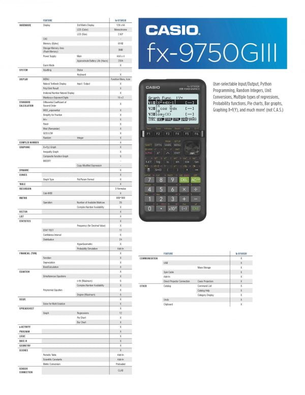 Casio FX-9750GIII Graphing Calculator – Calculators Inc